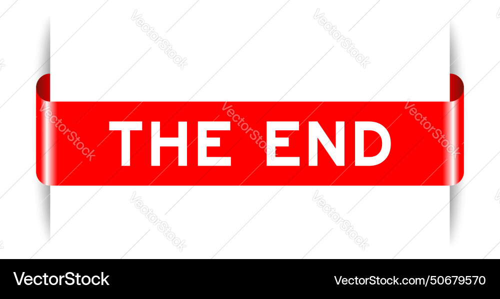 Red color inserted label banner with word the end Vector Image