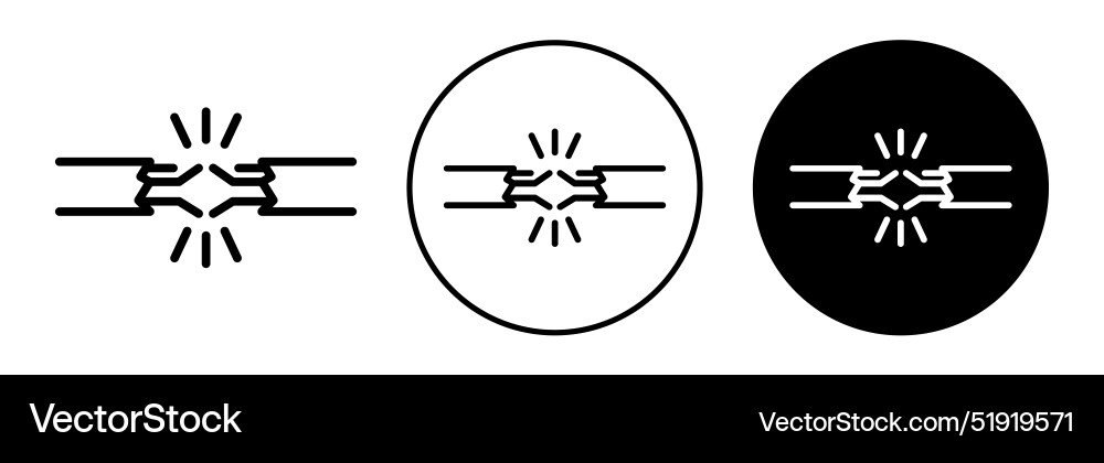 Broken wire icon collection of outline thin Vector Image