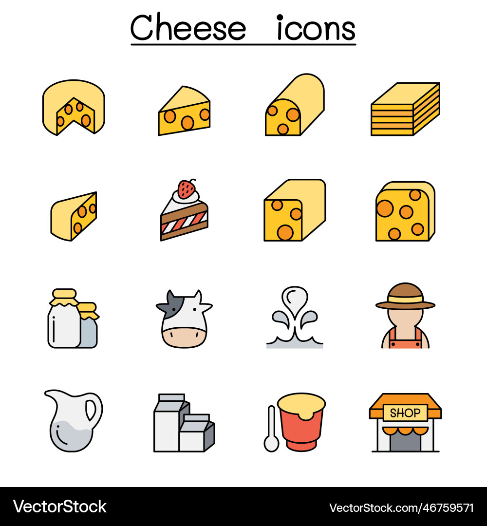 Cheese icon set in thin line style Royalty Free Vector Image