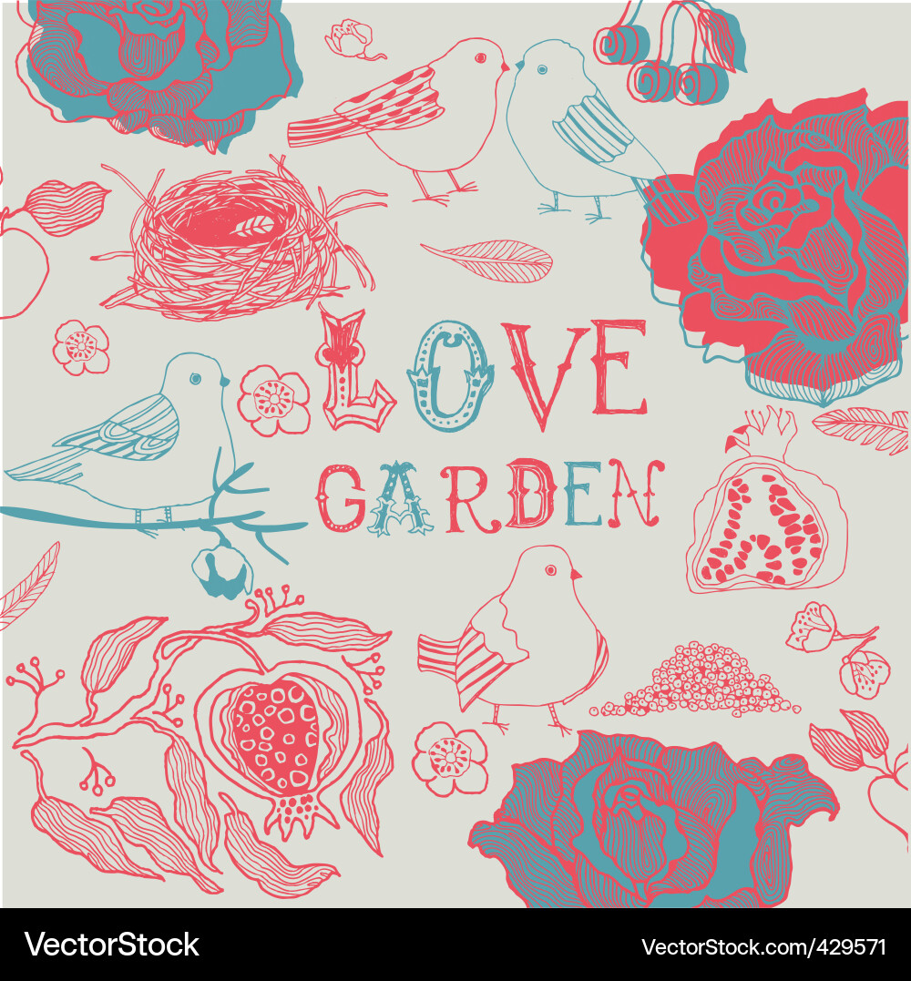 Floral Bird Nest Background Royalty Free Vector Image