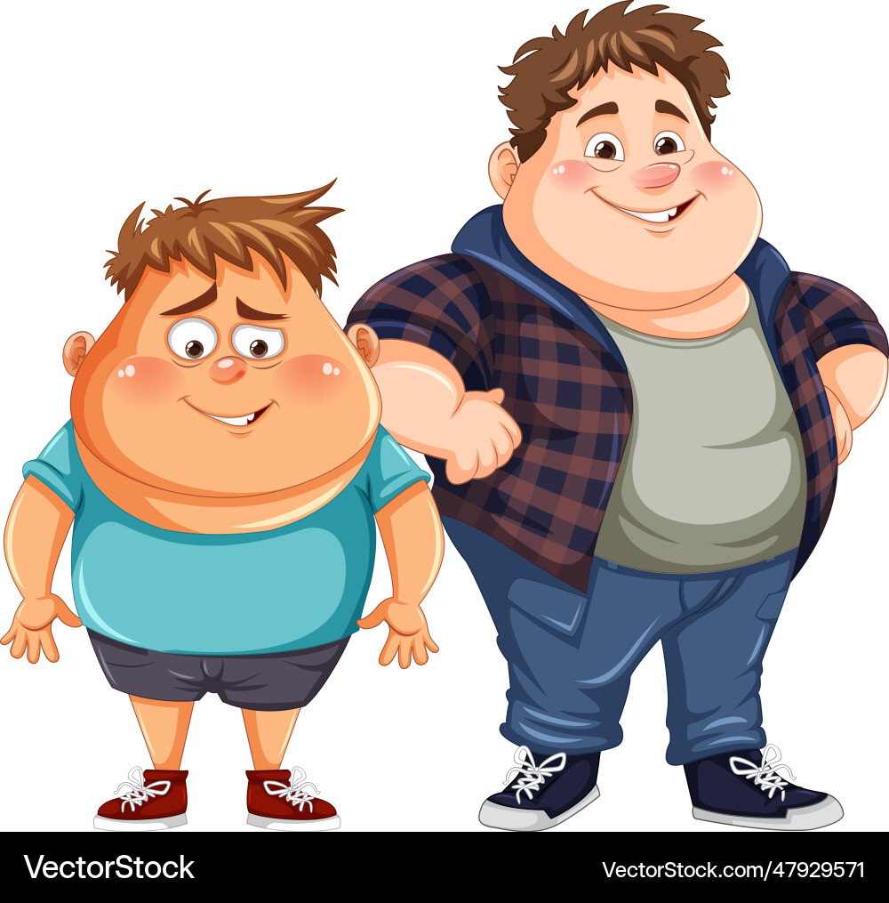 Happy fat men cartoon character Royalty Free Vector Image