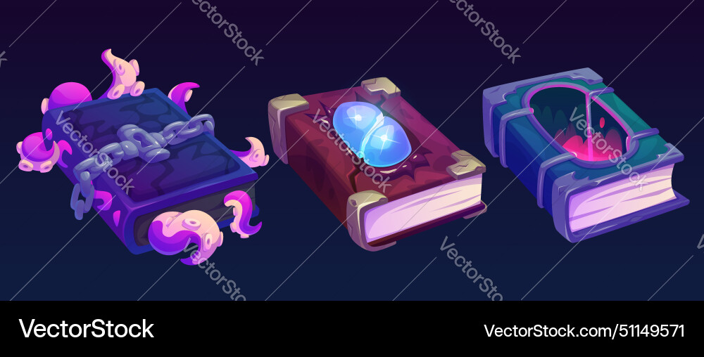 Magic wizard books with fantastic hardcovers Vector Image