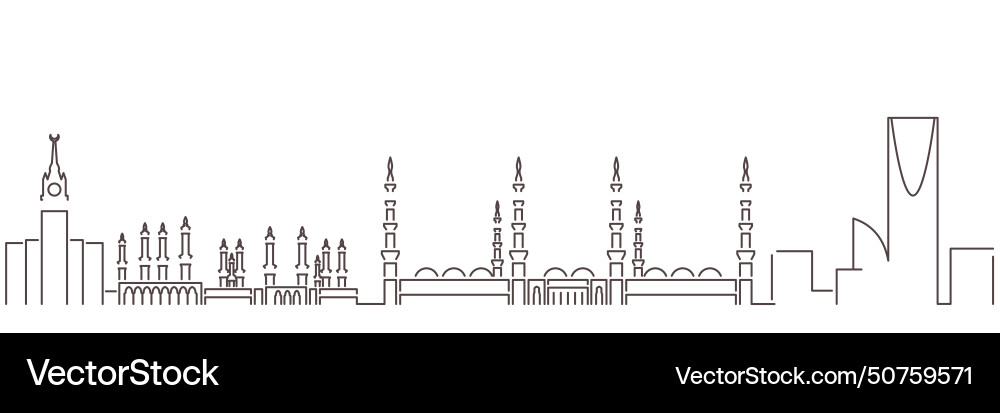 Saudi arabia dark line simple minimalist skyline Vector Image