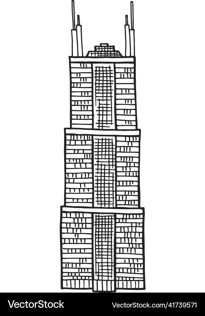 Skyscraper icon hand drawn urban building big Vector Image