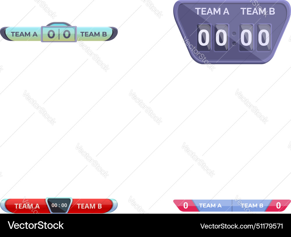 Sport scoreboard icons set cartoon Royalty Free Vector Image