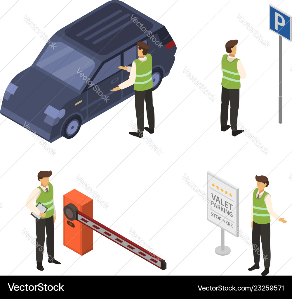 Valet icon set isometric style Royalty Free Vector Image