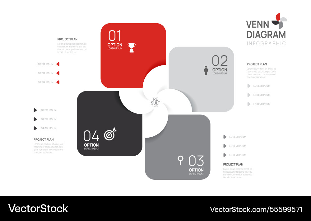 Venn diagram infographic windmill concept chart Vector Image