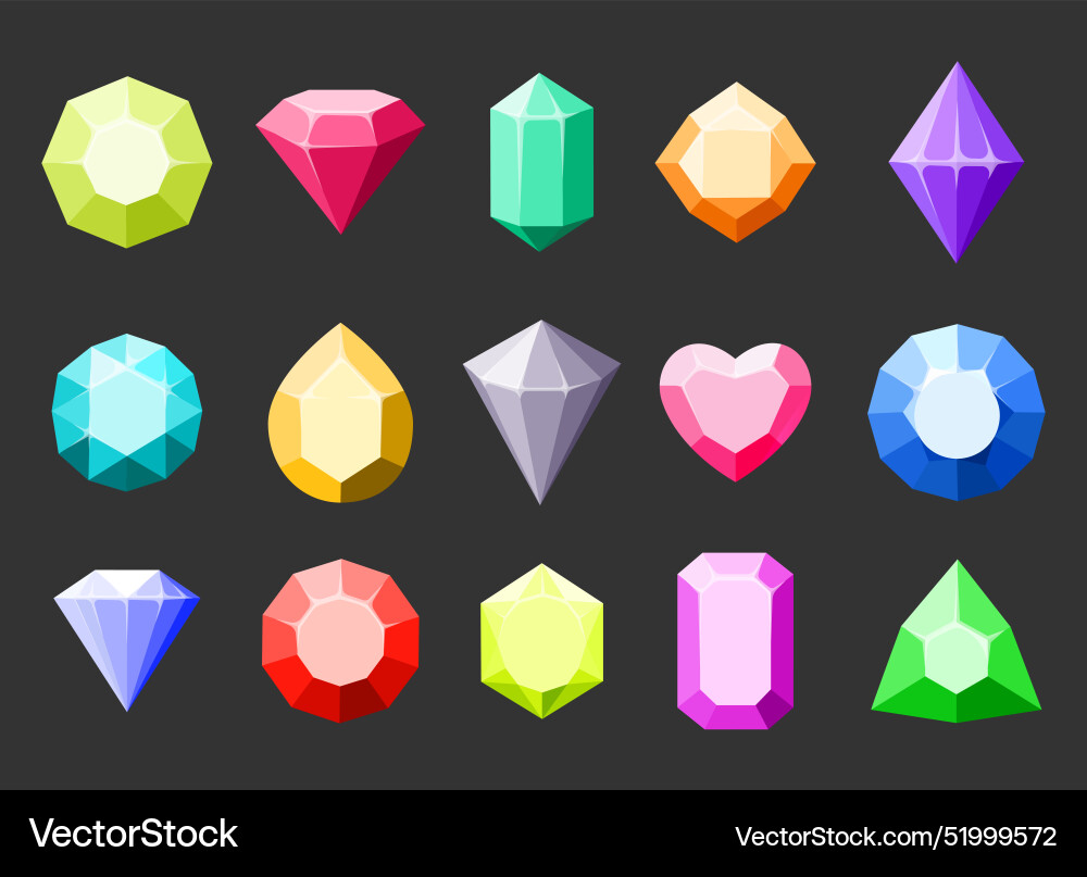 Cartoon gemstones set Royalty Free Vector Image