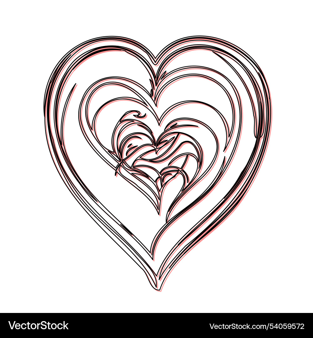 Heart shaped locket outline sketch red Royalty Free Vector