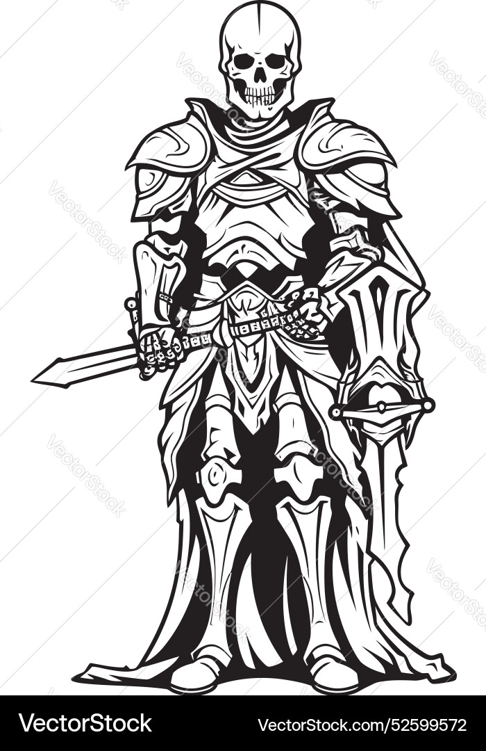 Hunted paladin skeleton rnight logo design Vektorbild