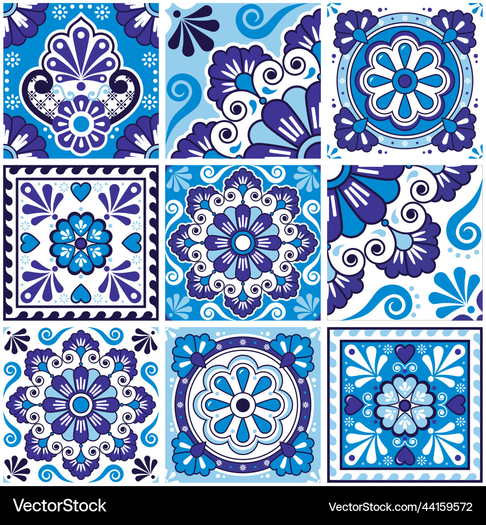 Mexican talavera tile seamless pattern Royalty Free Vector