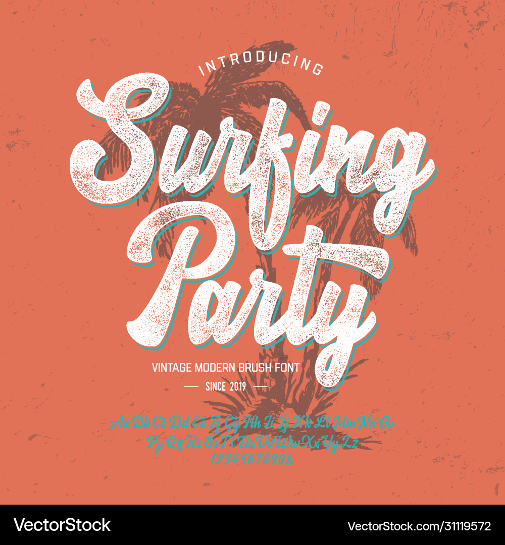 Original brush script font retro typeface Vector Image