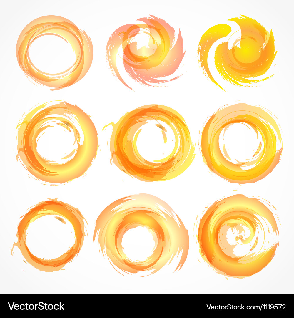Red-Orange Swirl Icon Set Royalty Free Vector Image