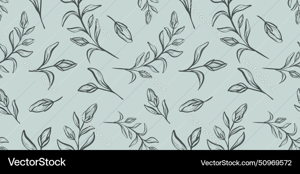 Seamless pattern with hand drawn botanical and Vector Image
