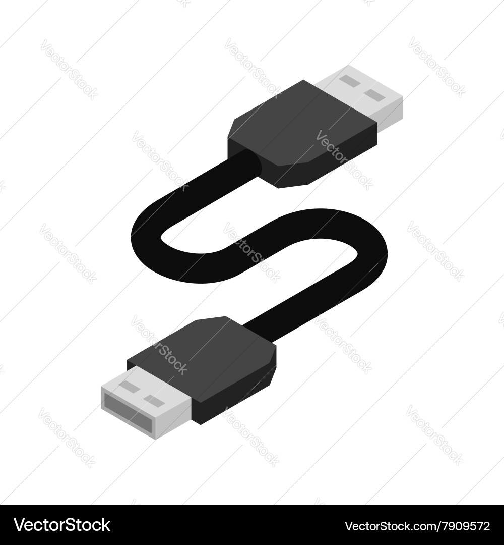 Usb cable icon isometric 3d style Royalty Free Vector Image