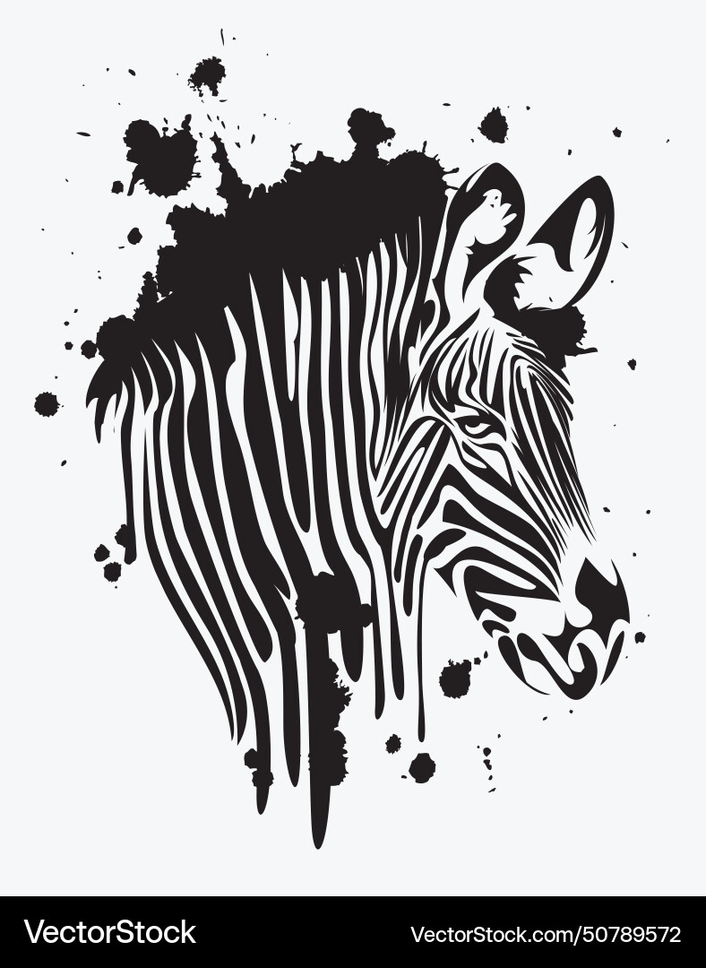 Zebra head black color spots Royalty Free Vector Image