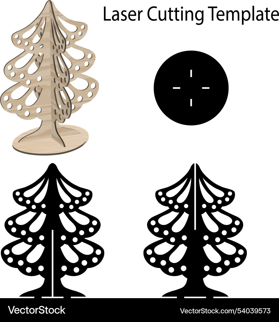 3d christmas tree laser cut file template Vector Image