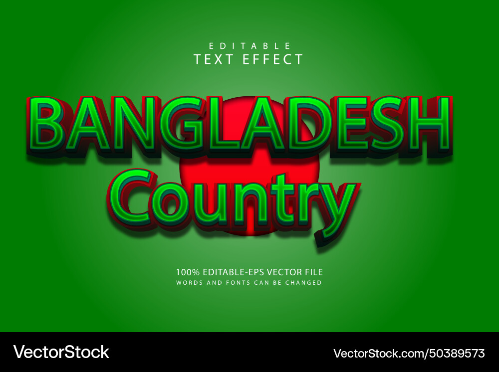 Bangladesh country editable text effect 3 Vector Image