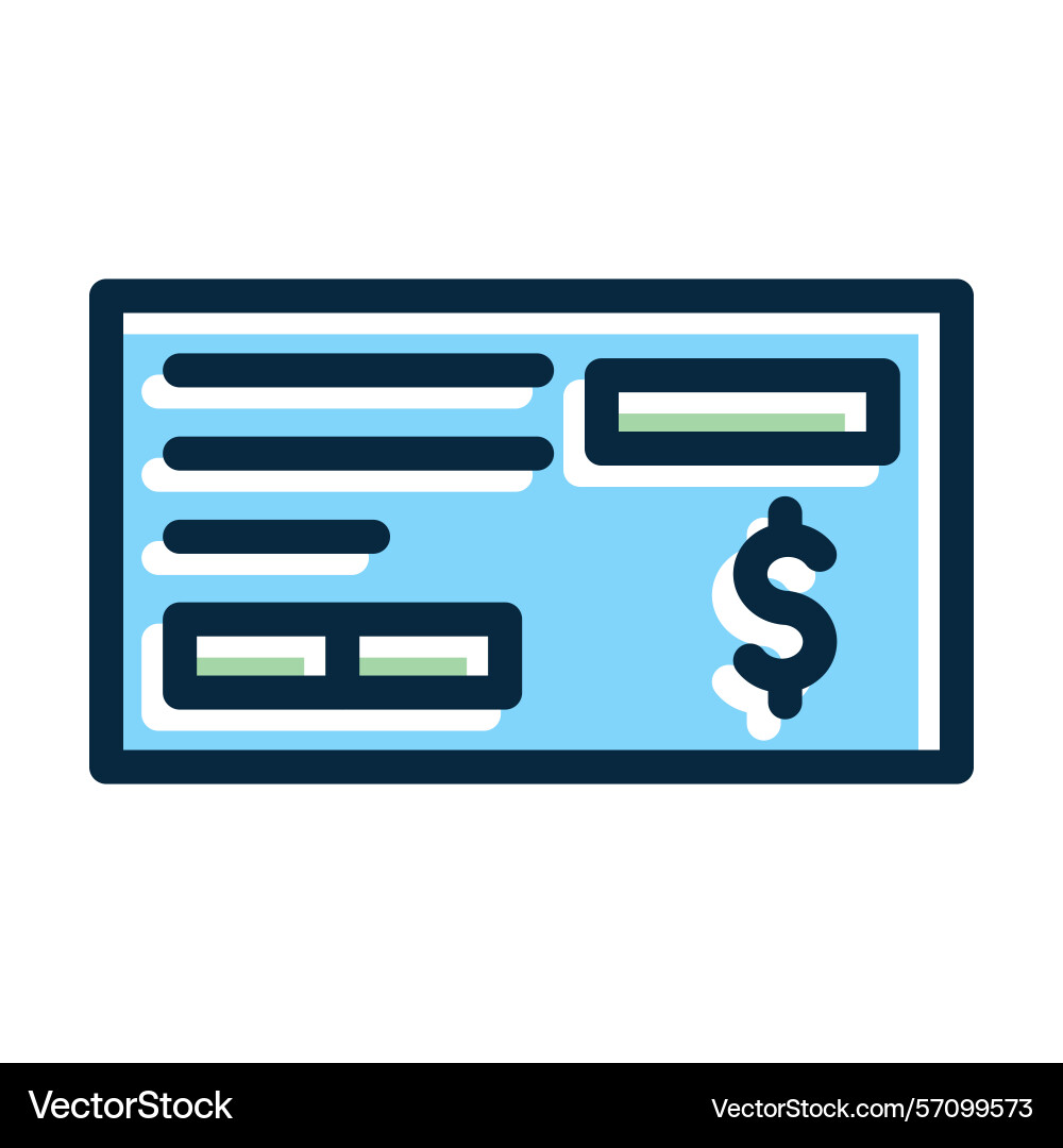 Cheque thick line filled dark colors icons Vector Image