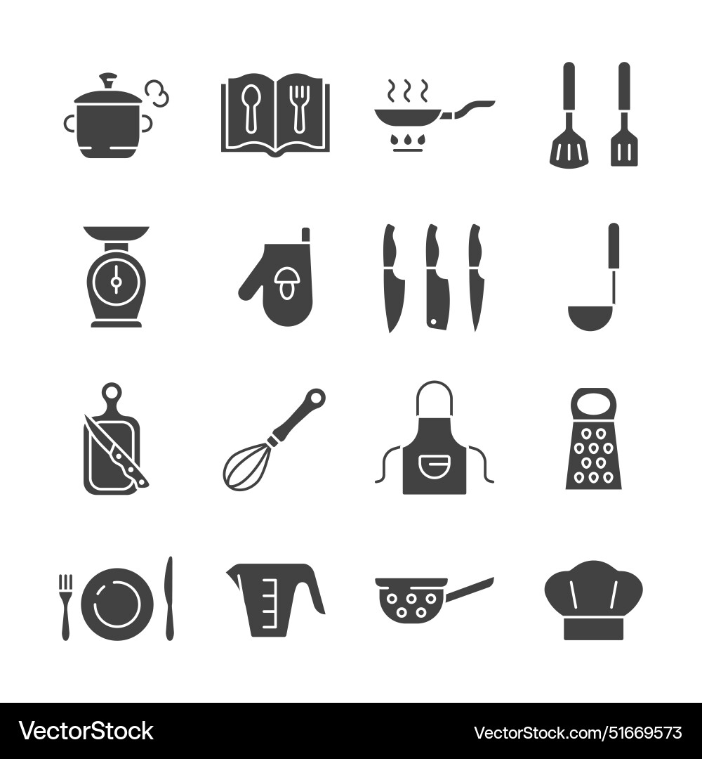 Cooking glyph icon set collection Royalty Free Vector Image