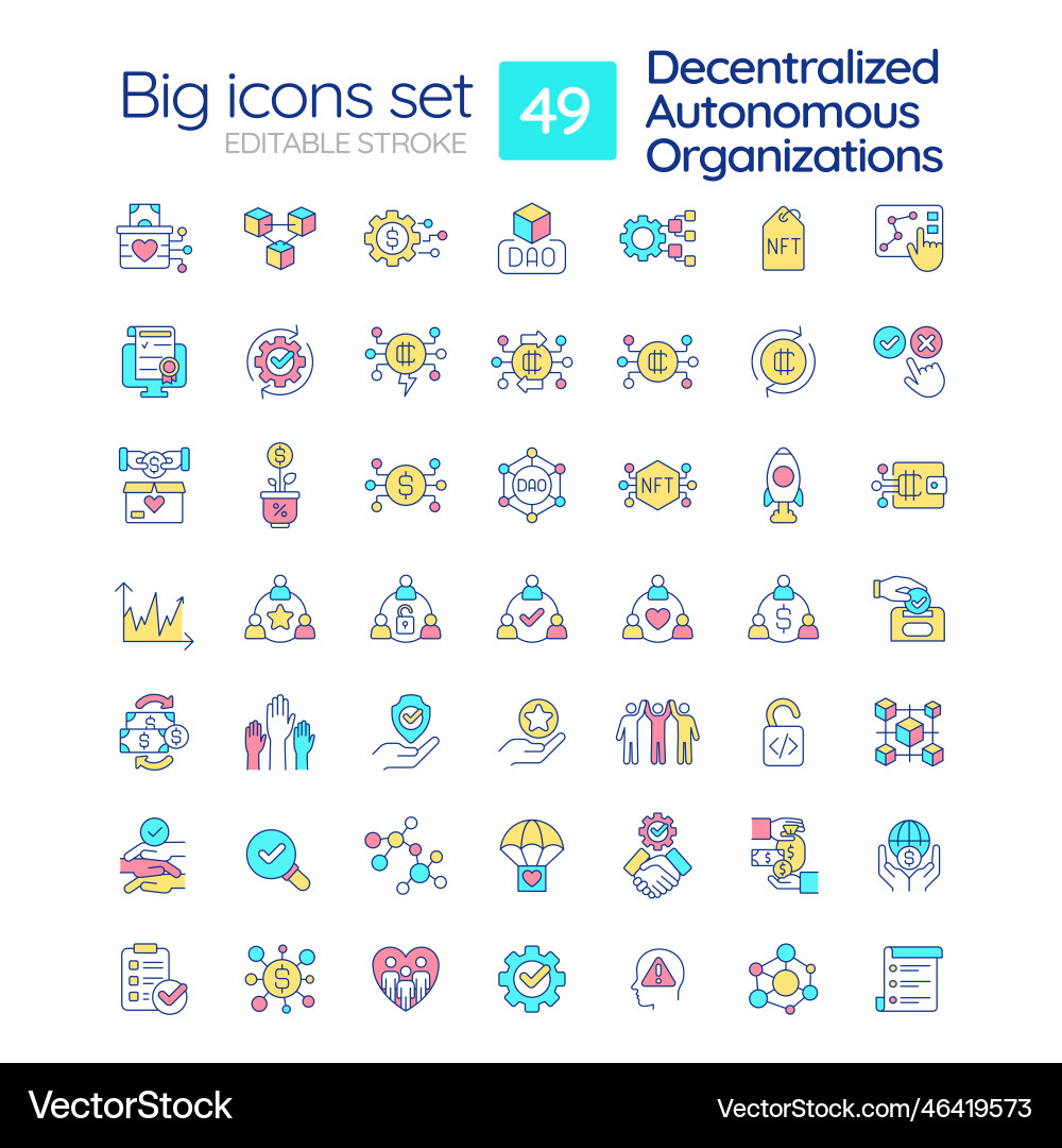 Decentralized autonomous organizations rgb color Vector Image