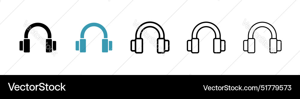 Ear muffs icon set black filled and outlined style