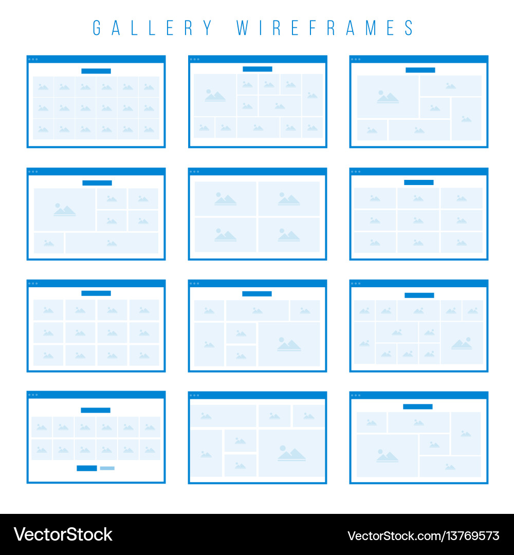 Gallery wireframe components for prototypes Vector Image