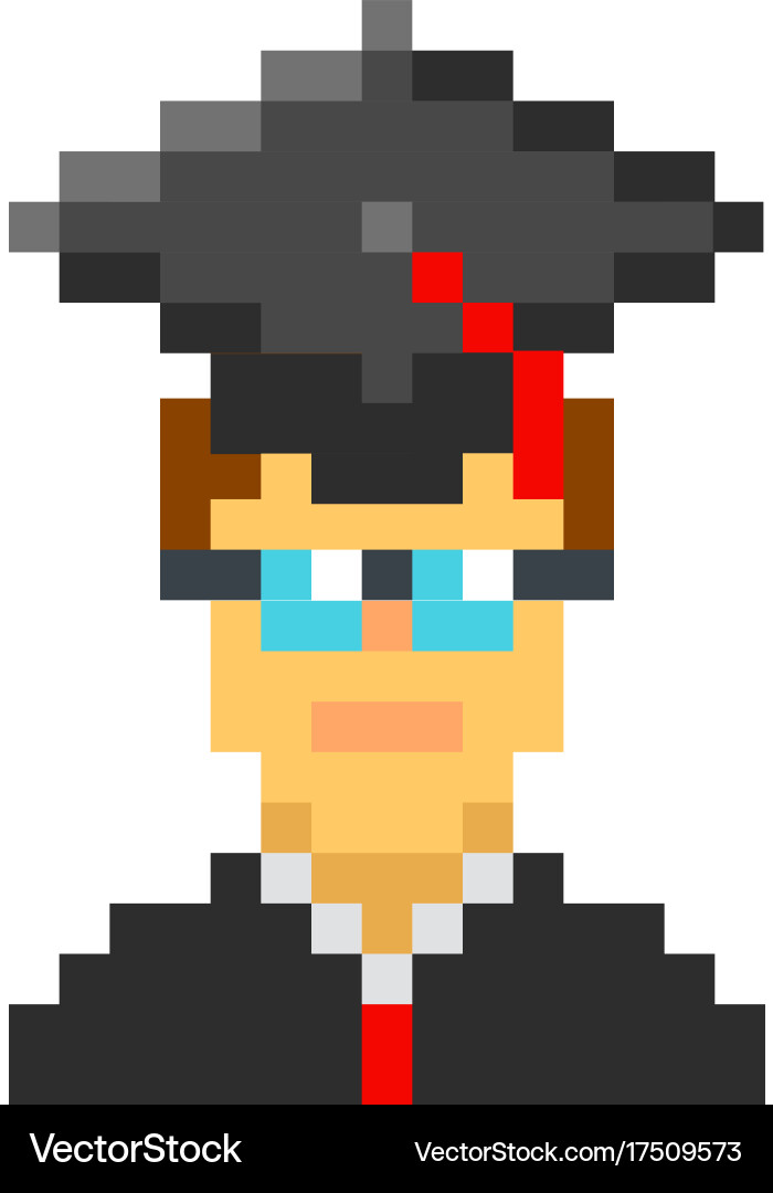 Graduation cap student avatar pixel art cartoon Vector Image