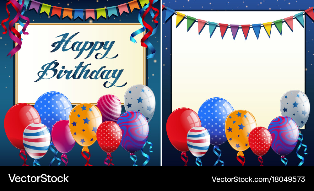 Happy birthday card template with blue border Vector Image