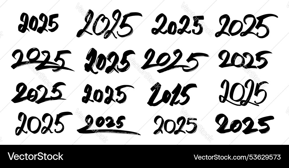Happy new year 2025 set Royalty Free Vector Image