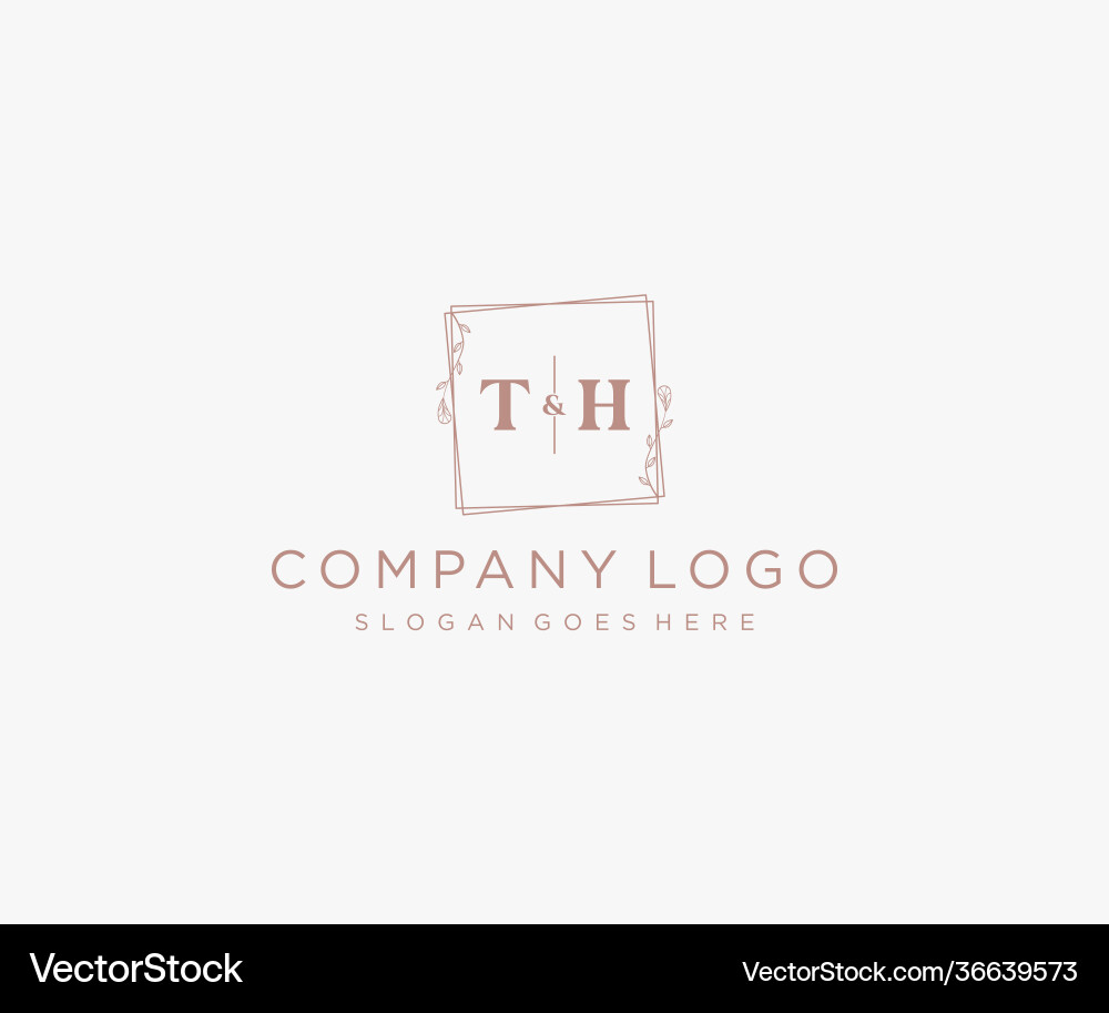Initial th letters decorative luxury wedding logo Vector Image