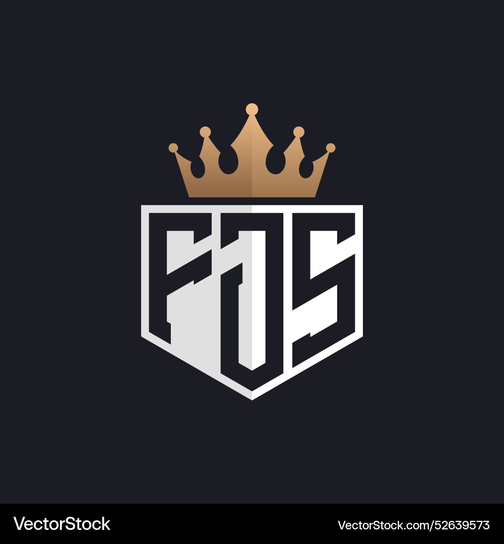Luxury fjs logo with crown elegant initials Vector Image