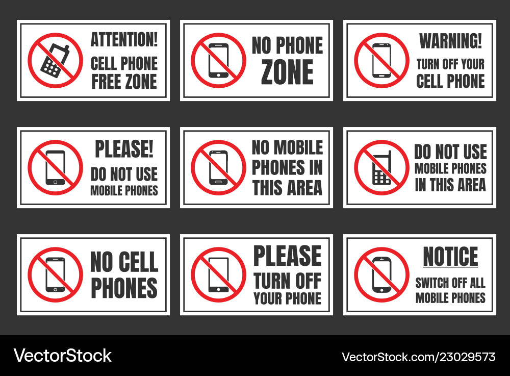 No mobile phone icon set cell prohibited Vector Image