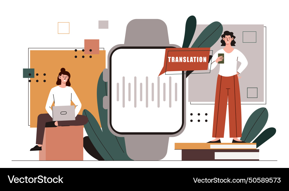 Translator watch concept Royalty Free Vector Image