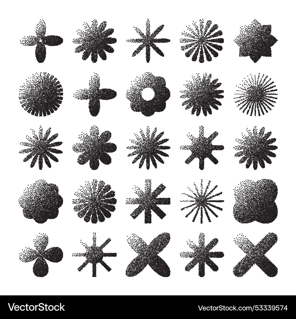 Brutalist geometric shapes dotted objects Vector Image