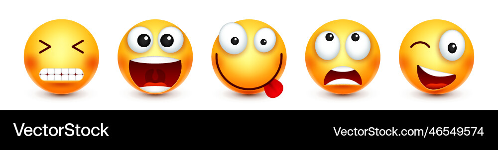 Cartoon Emoji Emoticons Sammlung gelb Gesicht Vektorbild