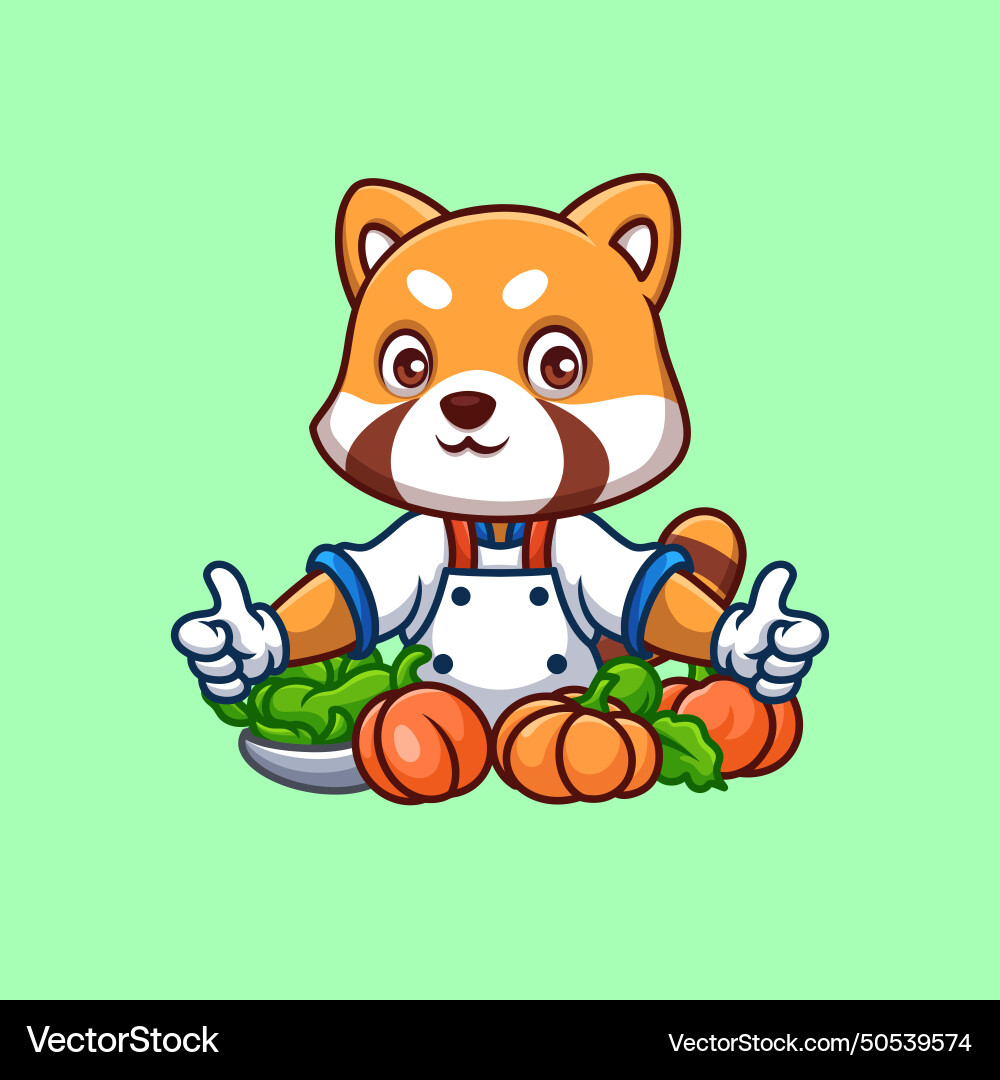 Chef red panda cute cartoon Royalty Free Vector Image