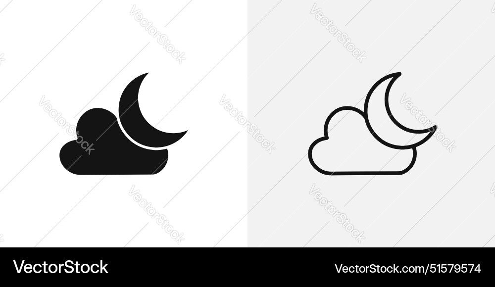 Cloud moon icon set Royalty Free Vector Image - VectorStock