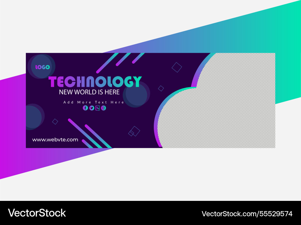 Flat design technology facebook cover template Vector Image