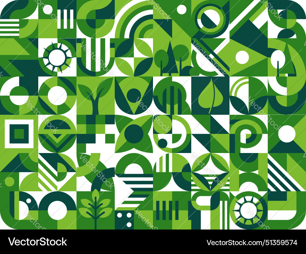 Green environment geometric pattern with plants Vector Image