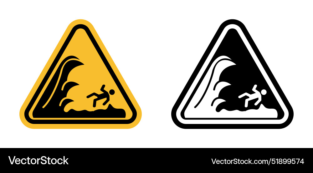 High sea waves warning indicating risk of strong Vector Image