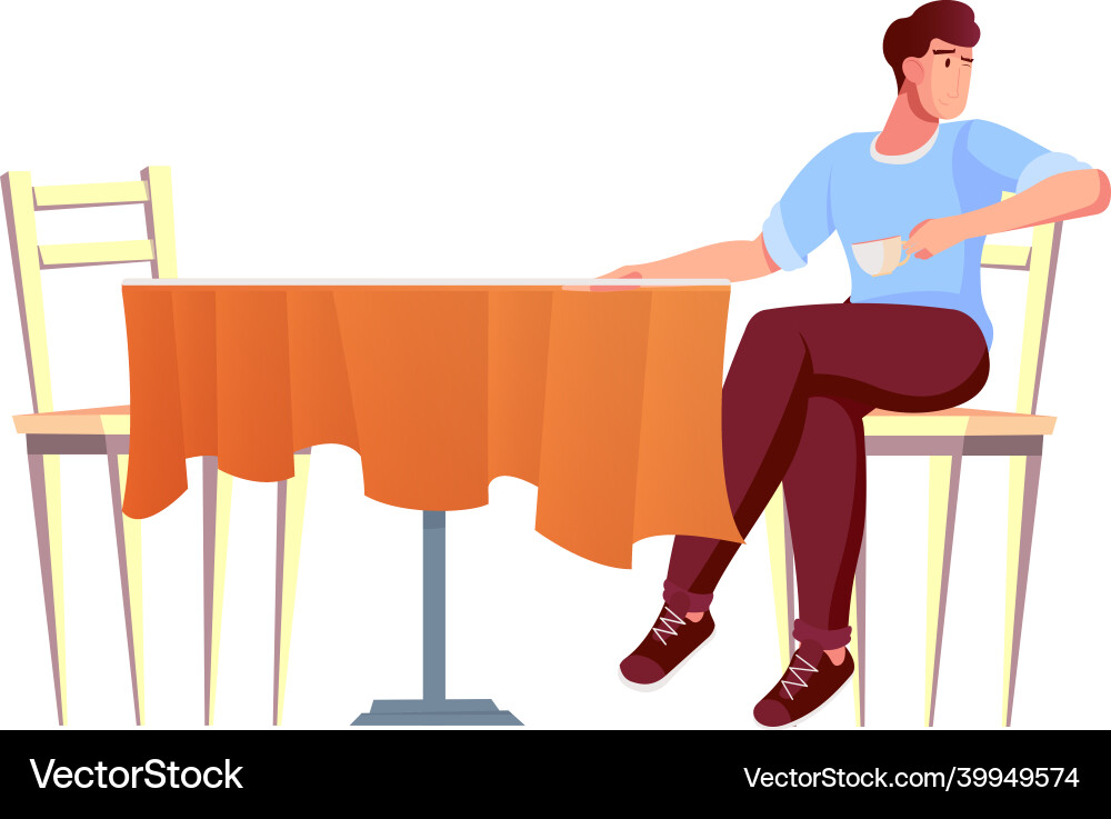 Man next table composition Royalty Free Vector Image