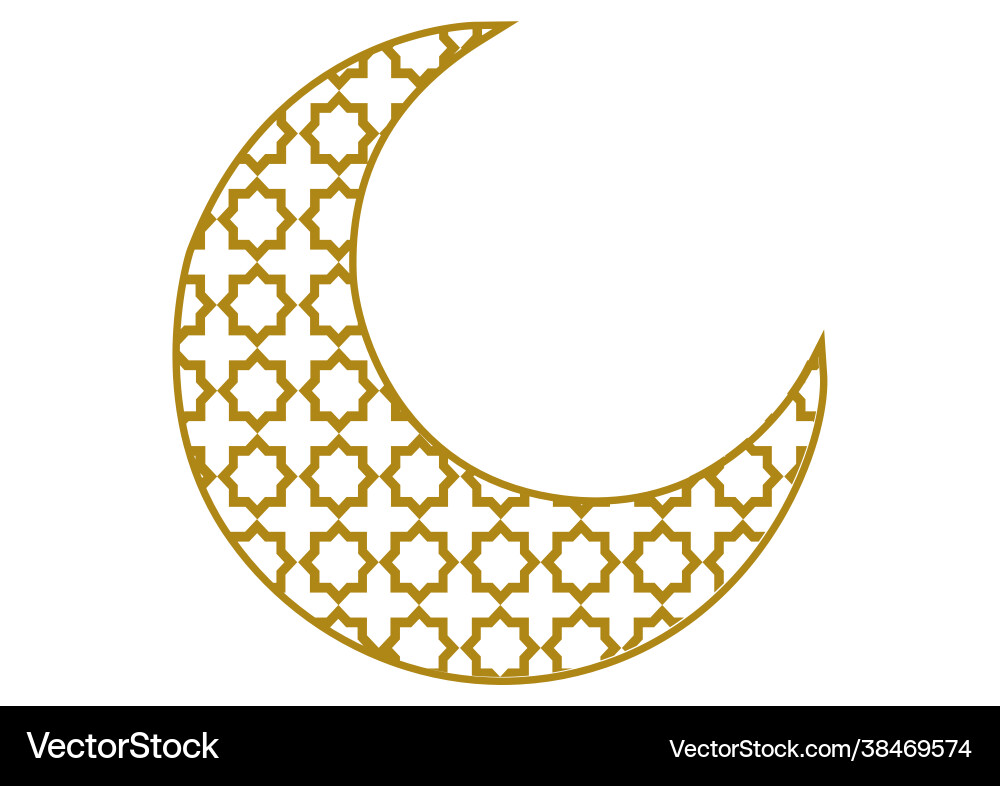 Moon with gold arabic pattern Royalty Free Vector Image