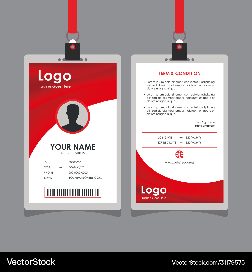 Abstract elegant red curve id card design Vector Image