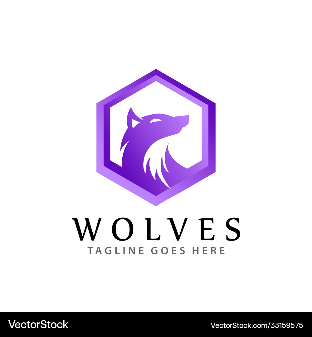 Abstract hexagon wolves wild modern logos design Vector Image