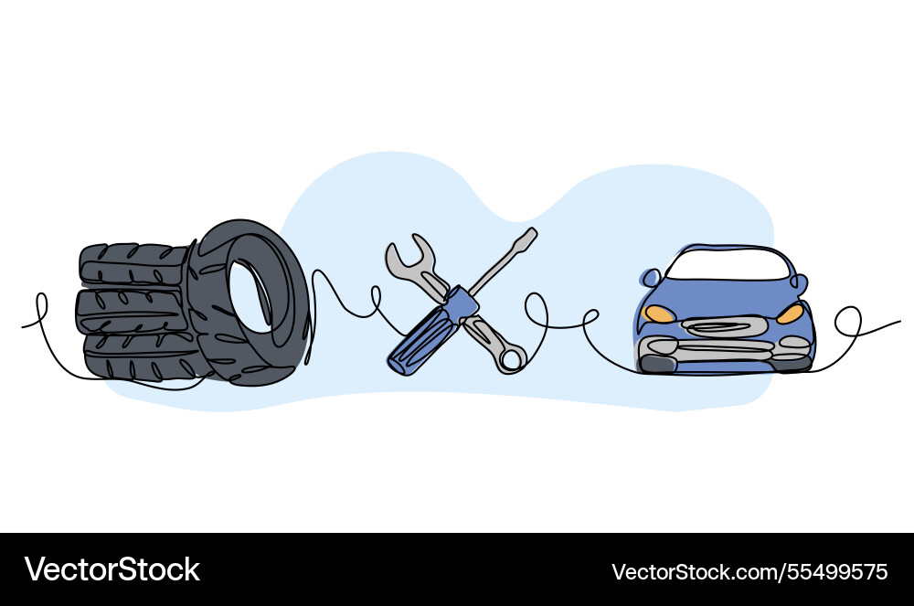 Automotive tool and tire modern Royalty Free Vector Image