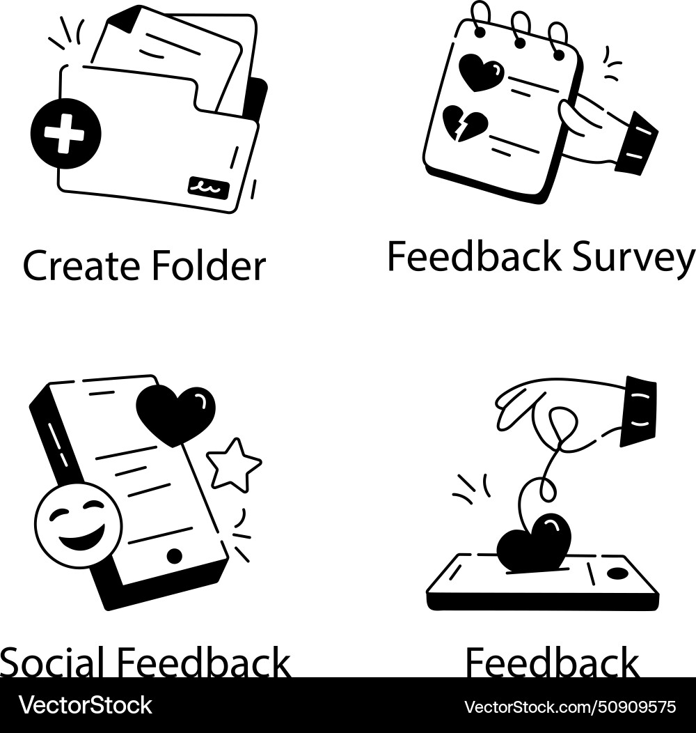 Bundle of linear style feedback icons Royalty Free Vector