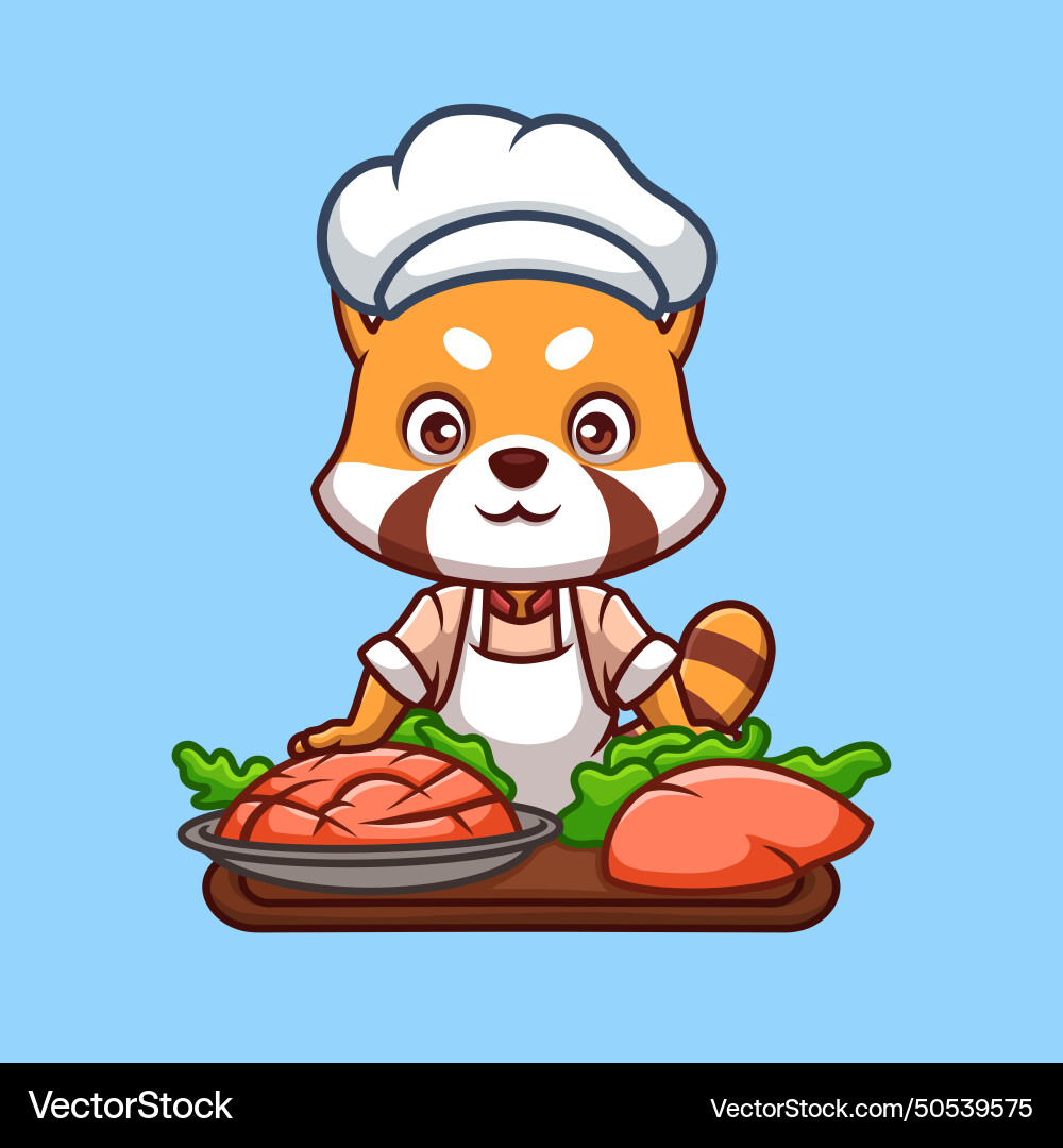 Chef red panda cute cartoon Royalty Free Vector Image