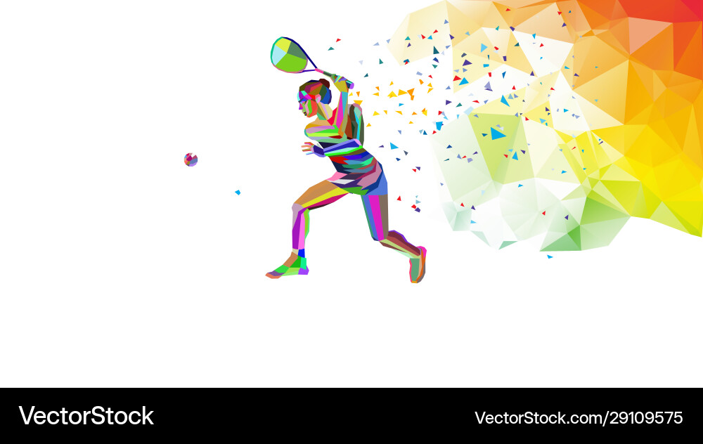 Female Squash Player - Low Poly Art Royalty Free Vector