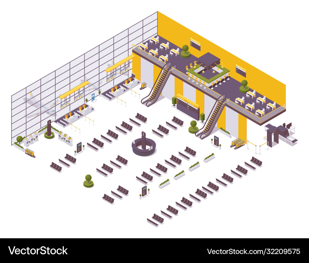 Isometric airport design example arrival Vector Image